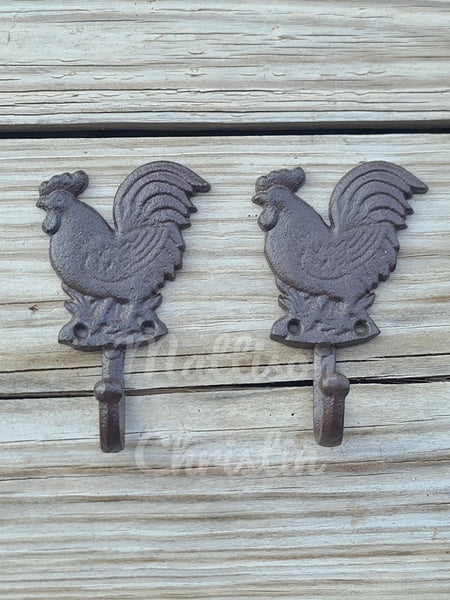 2 Rooster Cast Iron Hook Towel Hat Coat Key Rack – Mattison Christin