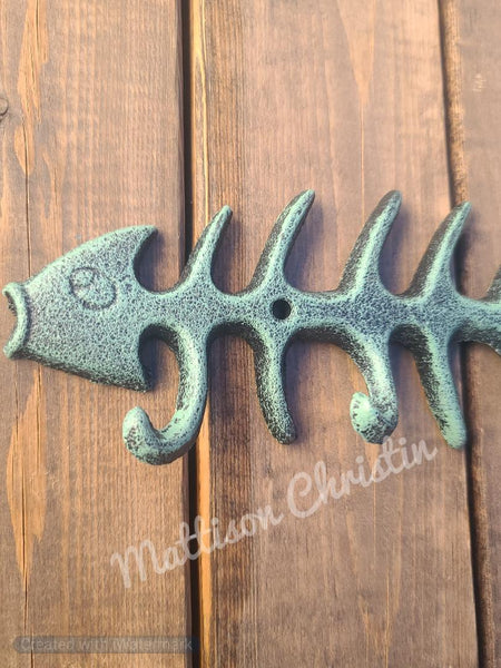 Verdigris Fish Bone Key Rack Towel Hat Coat – Mattison Christin